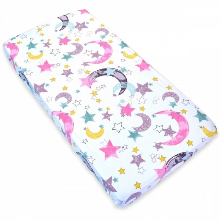 Cearceaf cu elastic, 120x60cm, pentru patuț copii, imprimeu bufnițe, CEC04
